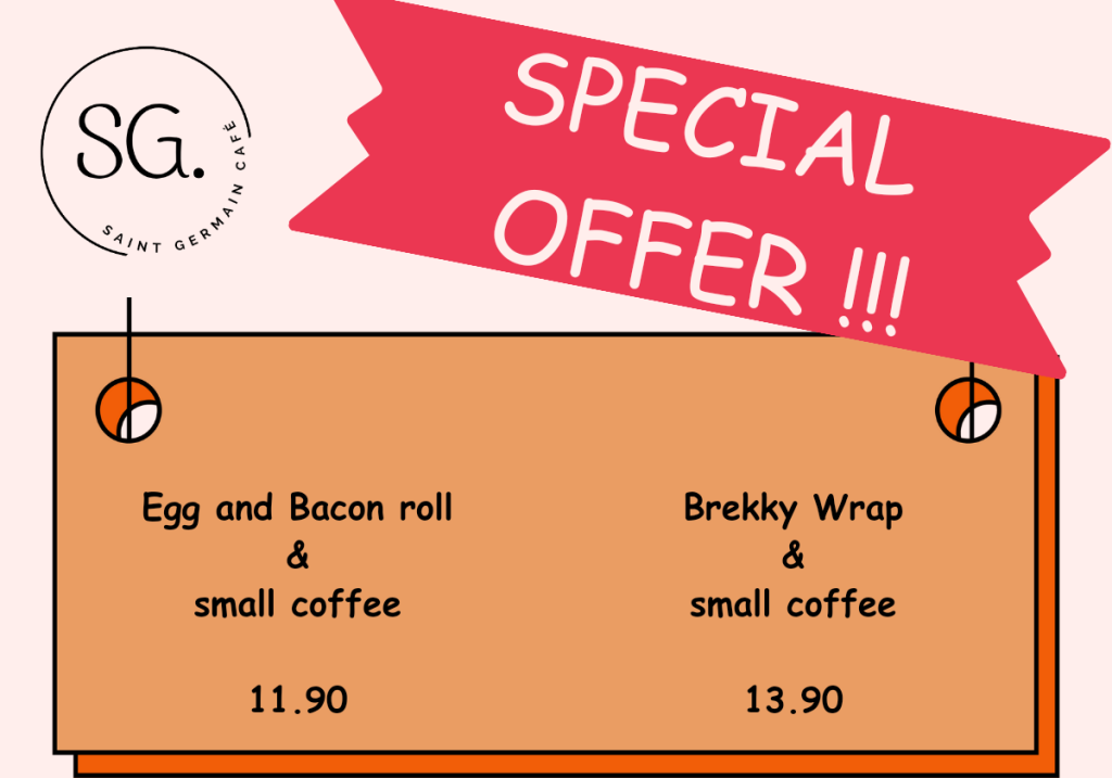 Saint Germain Cafe Special Offer – St.Germain Central